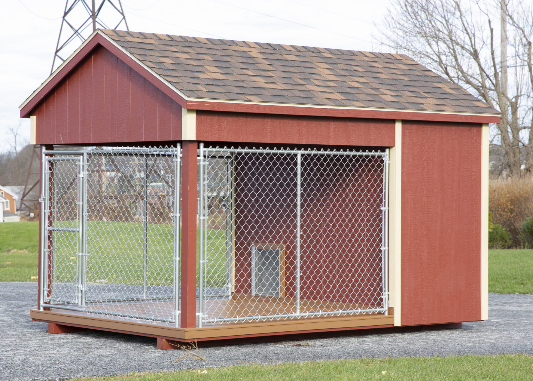 Red 8x12 Outdoor Dog Kennel with Run | The Dog Kennel Collection